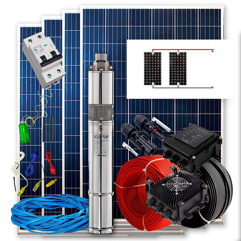 80 mt. Kit Pompa Pozzo ad energia solare diretta 1600 L/H – GDF Energy